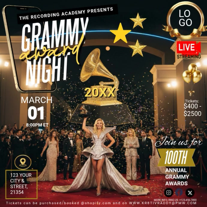 Plantilla de Black Grammy Awards Night Instagram Post Video | PosterMyWall