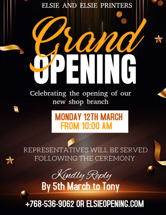 Black Grand Opening Event Flyer Template | PosterMyWall