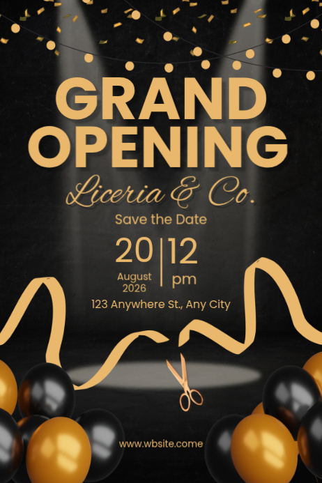 Black Grand Opening Poster Template | PosterMyWall