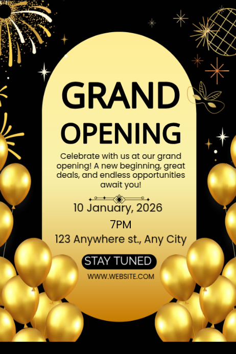 Black Grand Opening Poster Template | PosterMyWall