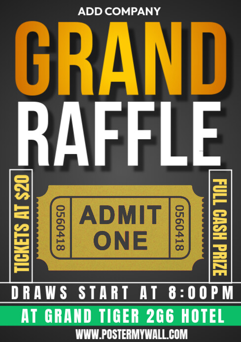 Black Grand Raffle A4 Template | PosterMyWall