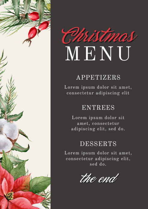 Black Green Restaurant Christmas Menu Card Template | PosterMyWall