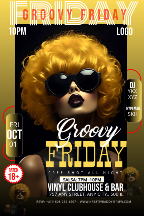 Copy of Black Groovy Friday Poster | PosterMyWall