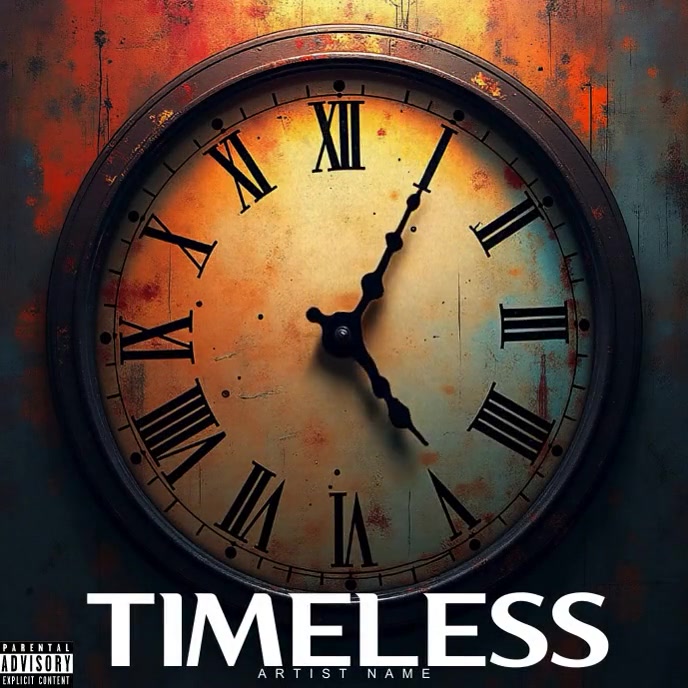 Plantilla de Black Grunge Clock Album Cover, Timeless, Al | PosterMyWall