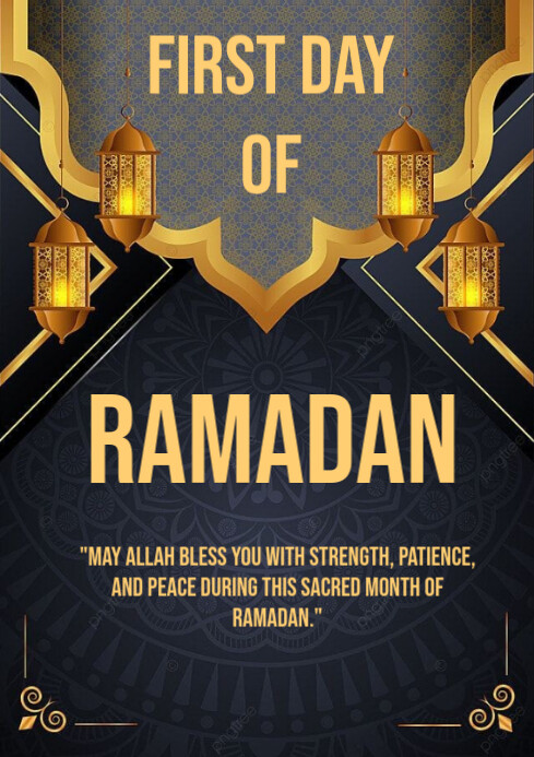 Black Grunge First Day Of Ramadan A4 Template | PosterMyWall