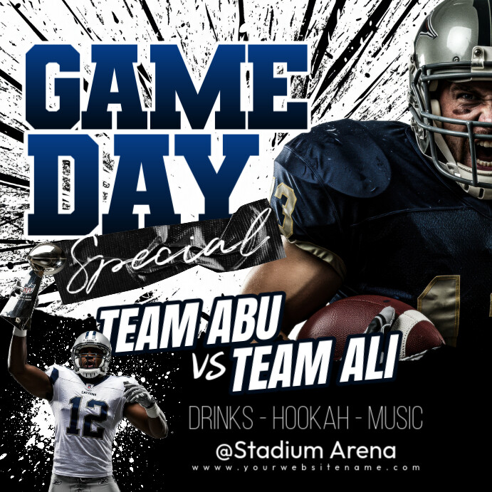 Black Grunge Football Game Instagram Post Template | PosterMyWall