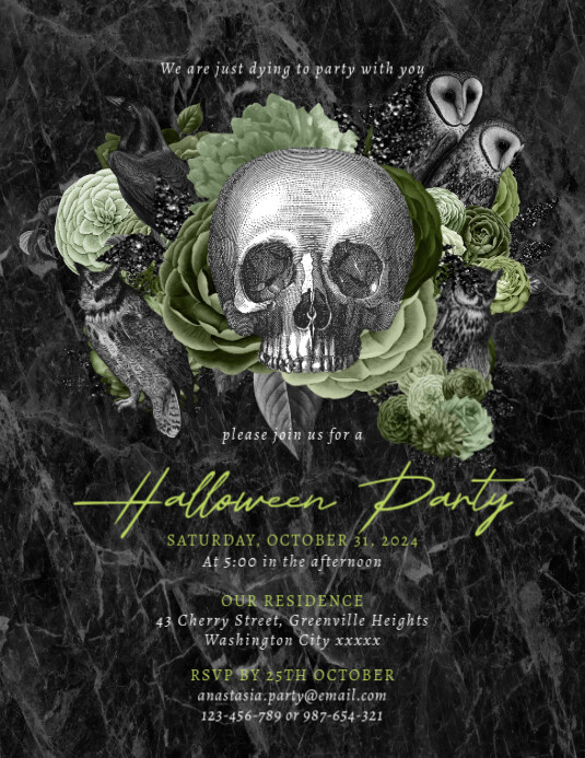 Black Grunge Gothic Halloween Party Flyer (us Letter) Template ...