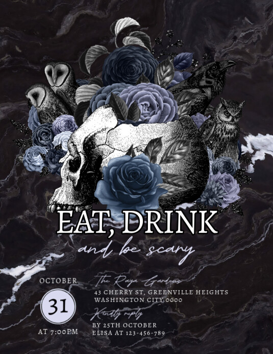 Black Grunge Gothic Halloween Party Flyer (us Letter) Template ...