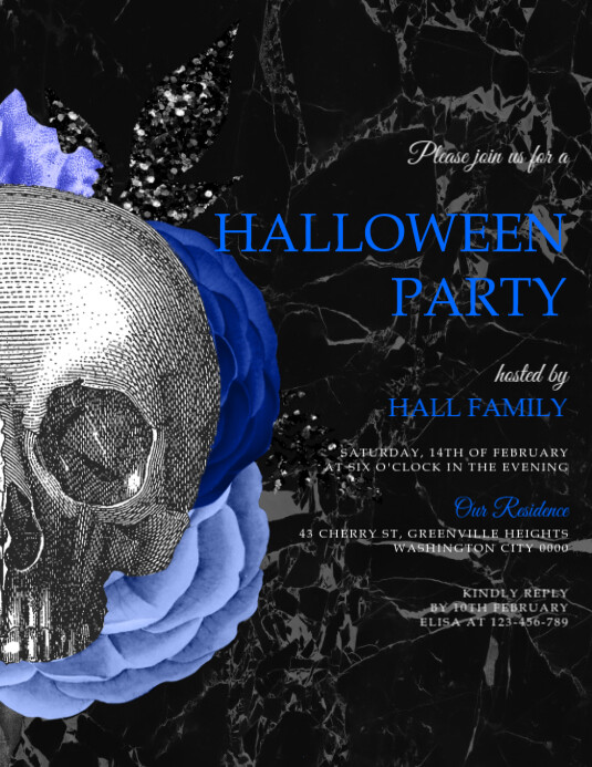 Black Grunge Gothic Halloween Party Flyer (us Letter) Template ...
