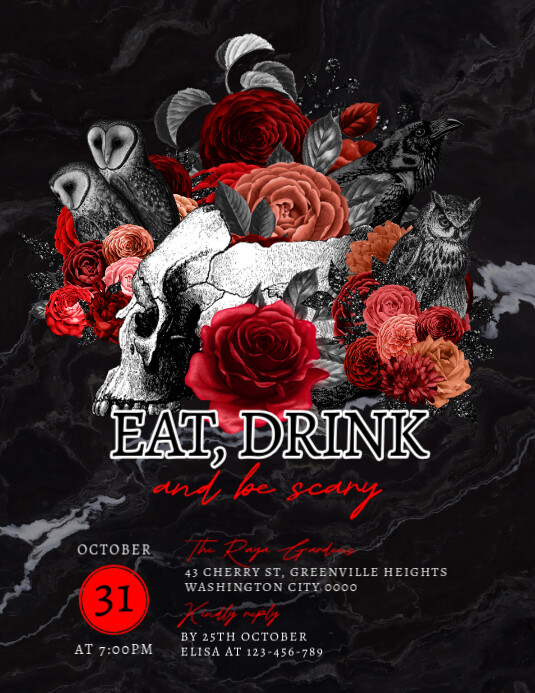 Copy of Black Grunge Gothic Halloween Party Flyer (us Letter ...