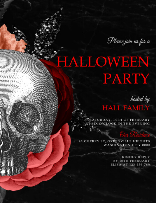 Black Grunge Gothic Halloween Party Flyer (us Letter) Template ...