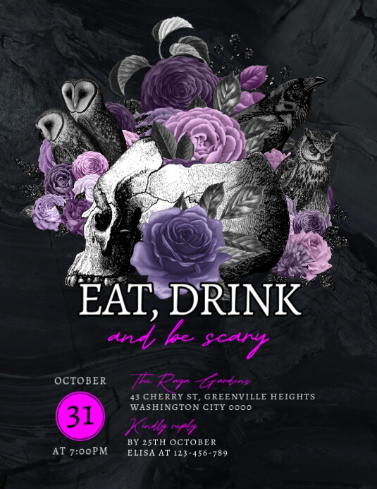 Copy of Black Grunge Gothic Halloween Party Flyer (us Letter ...