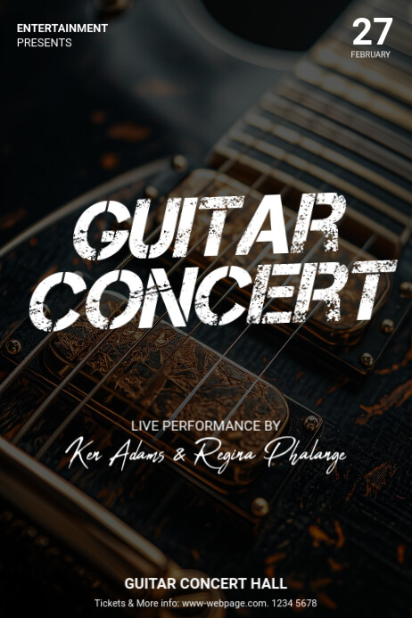 Black Grunge Guitar Concert Flyer Template Poster | PosterMyWall