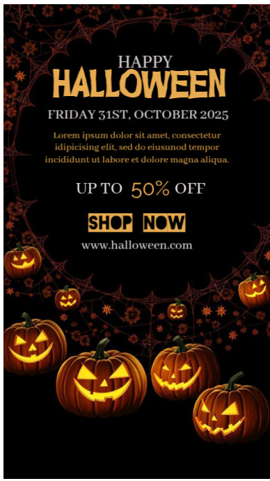 Black Grunge Halloween Promotion Digital Display (9:16) Template ...