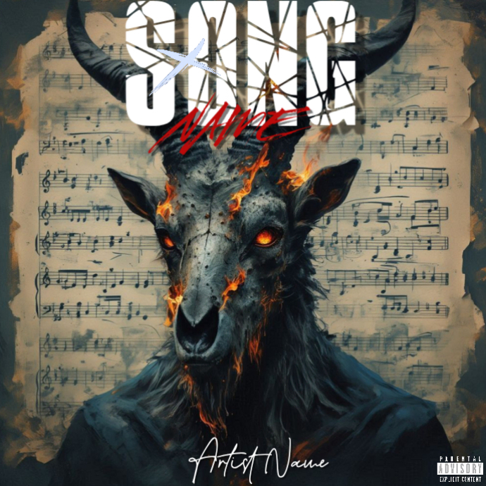 Black Grunge horrible goat Album Cover Album Cover Template | PosterMyWall