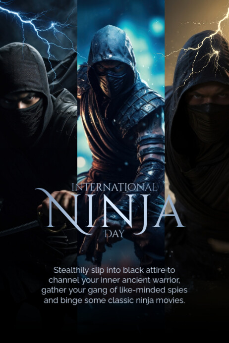 Black Grunge International Ninja Day Poster Template | PosterMyWall