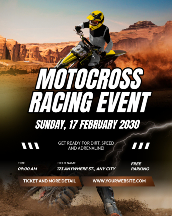 Plantilla de Black Grunge Motocross Racing Event Instagram Portrait ...