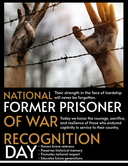 Black Grunge National Former Prisoner of War Recognition Day Flyer ...
