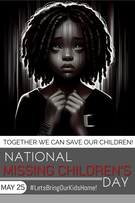 Black Grunge National Missing Children's Day Template | PosterMyWall