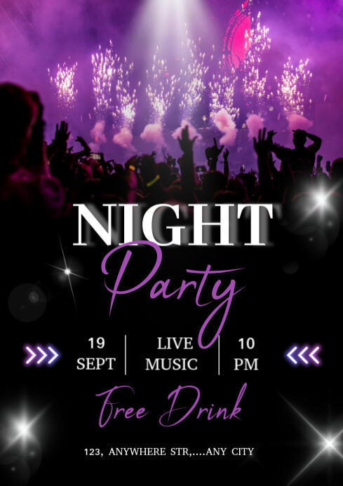 Plantilla de Black Grunge Night Party Poster A4 | PosterMyWall