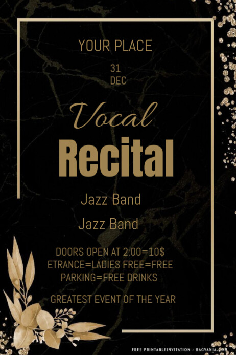 Black Grunge Recital Poster, Recital Flyer, Recital Invitations ...