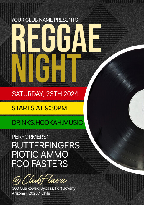 Copy of Black Grunge Reggae Night A5 | PosterMyWall