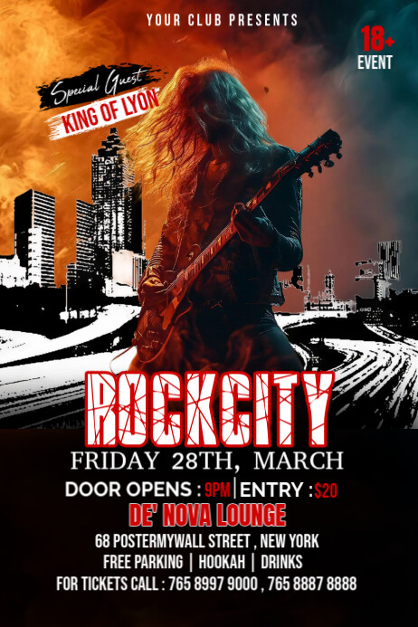 Black Grunge Rock City Concert Poster Template | PosterMyWall
