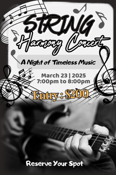 Black Grunge Spring Harmony Concert Poster Template | PosterMyWall