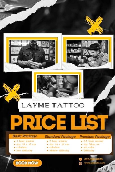 Black Grunge Tattoo Promotion Flyer Poster Template | PosterMyWall