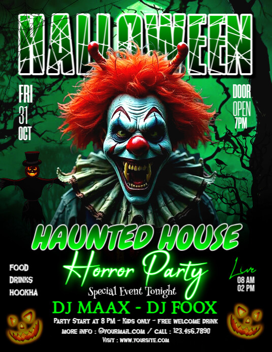 Black Halloween Haunted House Party Flyer Flyer (us Letter) Template ...