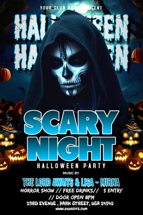 Black Halloween Scary Night Party Flyer Poster Template | PosterMyWall