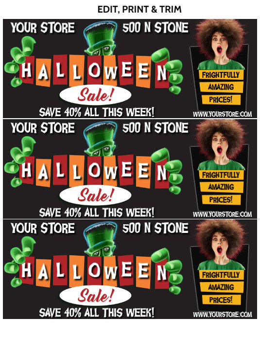 Black Halloween Store Sale Ad Or Newspaper Insert Flyer (us Letter ...