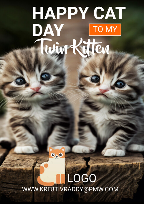 Black Happy Cat Day A4 Template | PosterMyWall