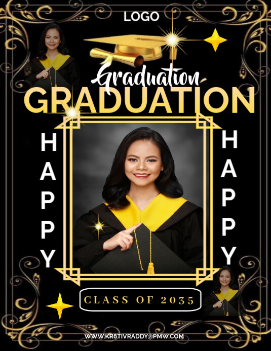 Black Happy Graduation Flyer (us Letter) Template | PosterMyWall