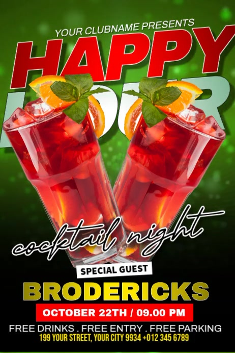 Black Happy Hour Event Poster Video Template | PosterMyWall