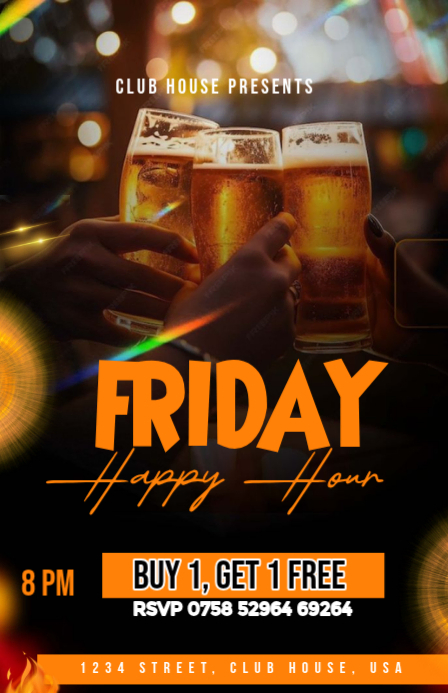 Plantilla de Black Happy Hour Event Tabloid | PosterMyWall