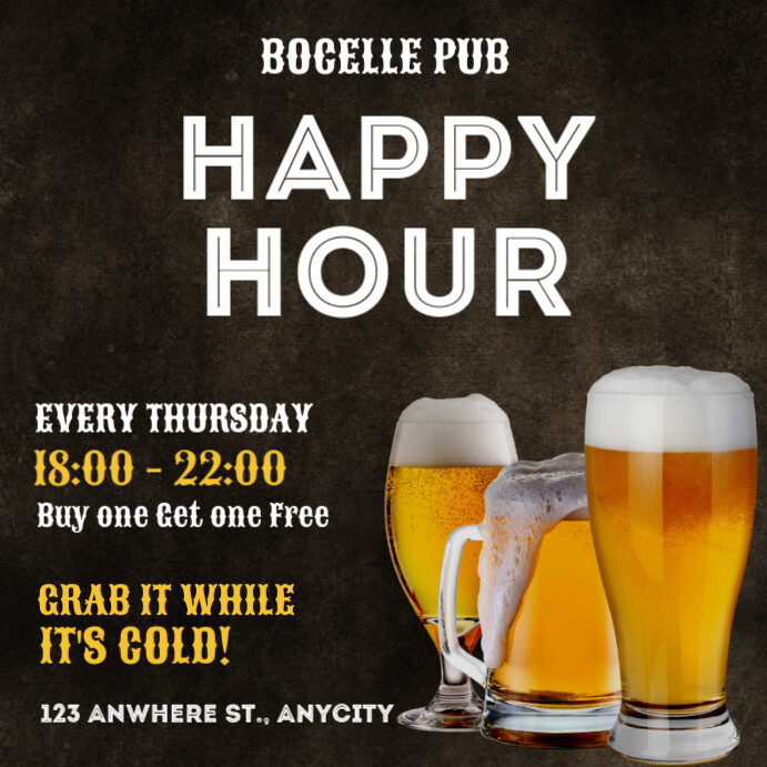 Plantilla de Black Happy Hour Instagram Post | PosterMyWall