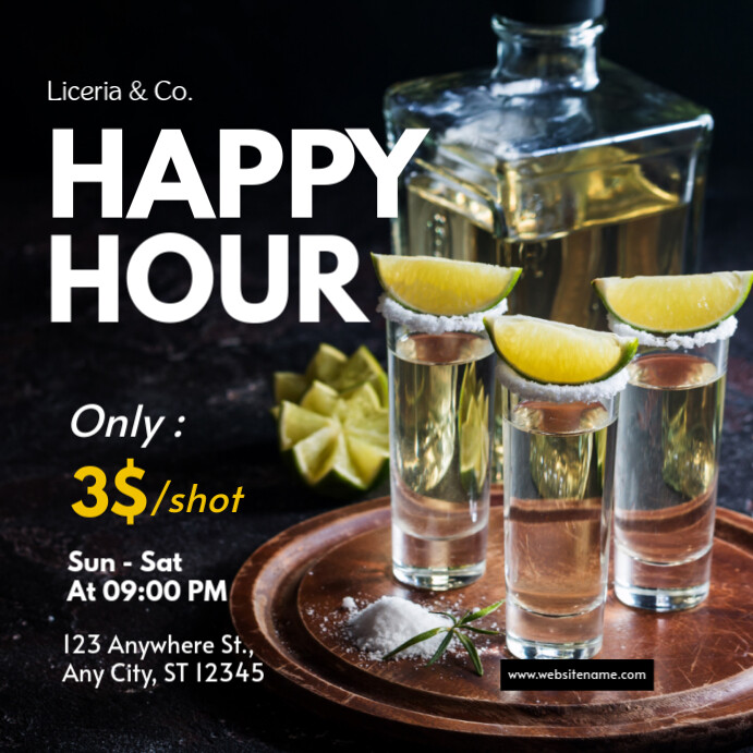 Modèle Black Happy Hour Instagram Post | PosterMyWall