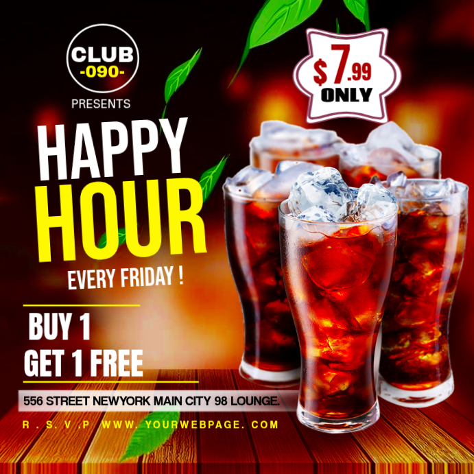 Black Happy Hour Promotion Instagram Post Template | PosterMyWall