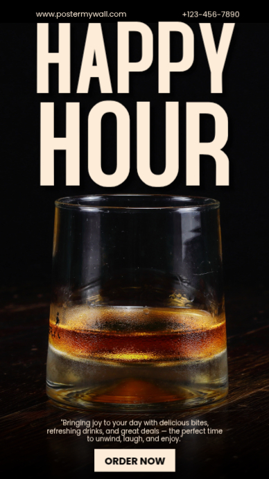 Black Happy Hour Promotion Instagram Story Template | PosterMyWall