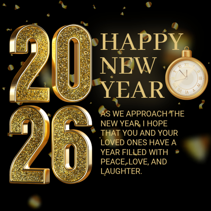Black Happy New Year 2026 Instagram Post Template | PosterMyWall