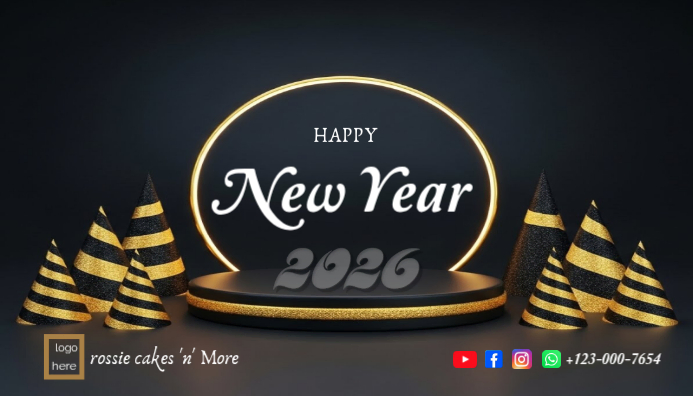 Black Happy New Year Blog Header Post Blog Header Template | PosterMyWall