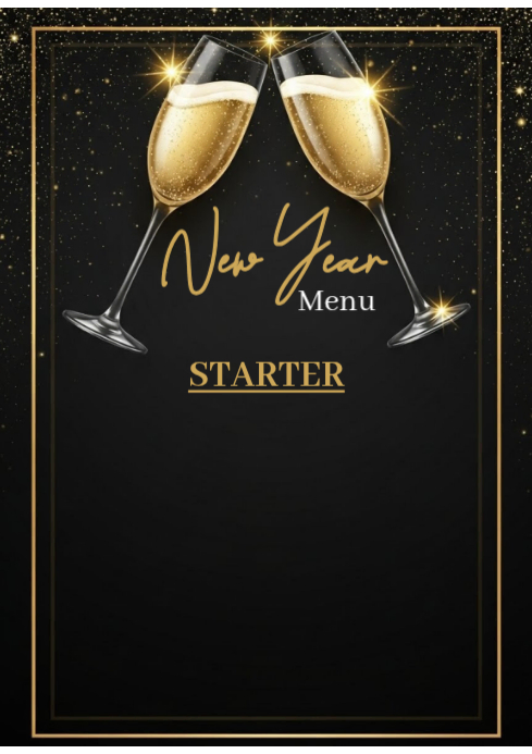 Black Happy New Year Menu A1 Template | PosterMyWall