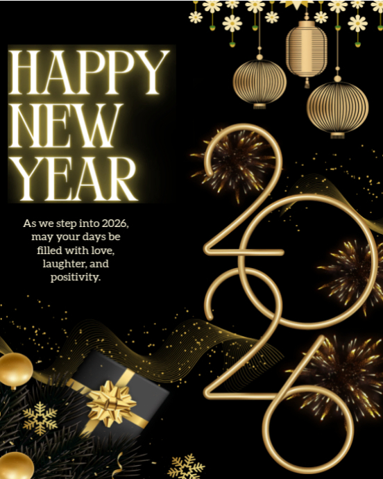 Black Happynewyear2026 Instagram Portrait Template | PosterMyWall