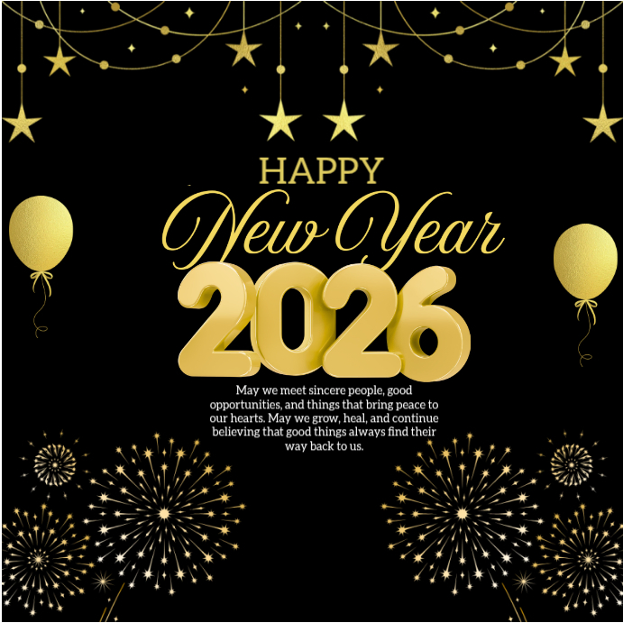 Black Happynewyear2026 Instagram Post Template | PosterMyWall