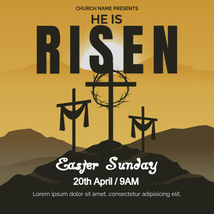 Copy of Black He Is Risen, Easter Sunday Instagram Post | PosterMyWall