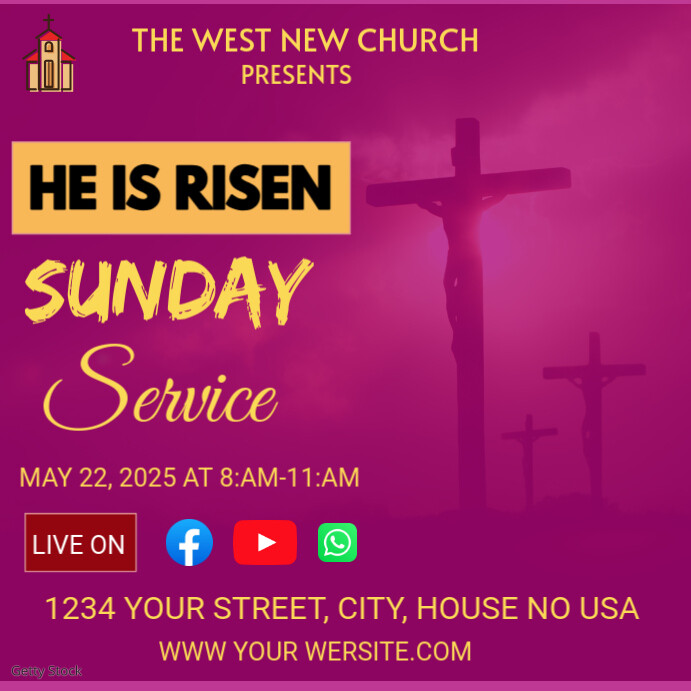 Copy of BLACK HE IS RISEN CHURCH SUNDAY SERVICE | PosterMyWall