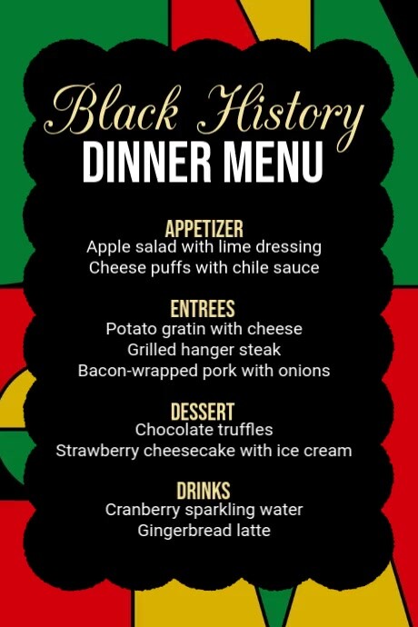 Black History Dinner Menu Template | PosterMyWall