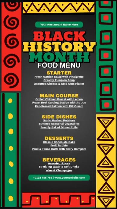 Black History Food Menu Ads Template | PosterMyWall