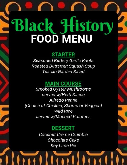 Black History Food Menu Template | PosterMyWall